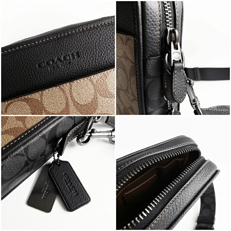 美國百分百【全新真品】COACH 皮包 CC009 CC090 隨身包 斜背包 專櫃精品 印花滿版 黑色/駝色 CF80 | 美國百分百直營店 ...