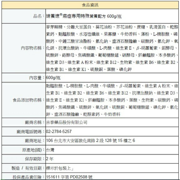 【吉泰】速養遼 癌症專用特殊營養配方 SYMPT•XO (600g/瓶) | 甜心健康生活藥妝直營店 | 樂天市場Rakuten