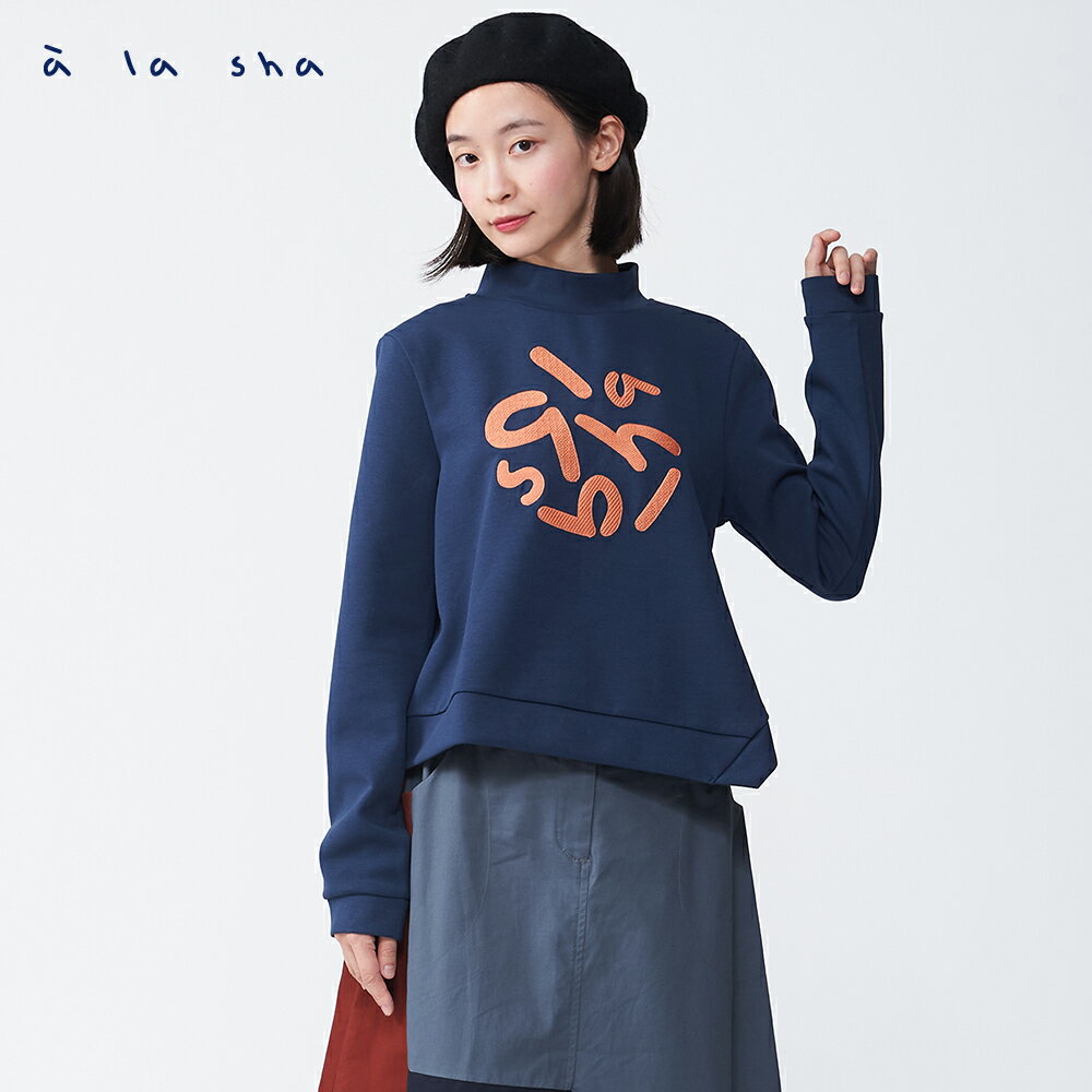 a la sha logo繡花下擺剪接長袖棉T | a la sha直營店 | 樂天市場Rakuten