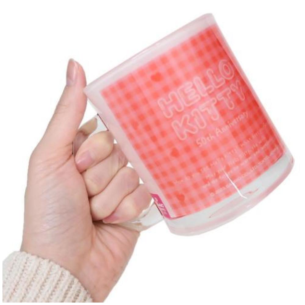 asdfkitty*日本製 50週年紀念 KITTY復古紅格磨砂玻璃馬克杯-金正陶器-正版商品 | asdfkitty可愛家精品店直營店 | 樂天市場Rakuten