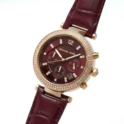 送禮首選★【Michael Kors】Parker 三眼計時晶鑽女錶 紅色真皮錶帶 39MM MK6986 附提袋【全館滿額折價★APP下單 ...