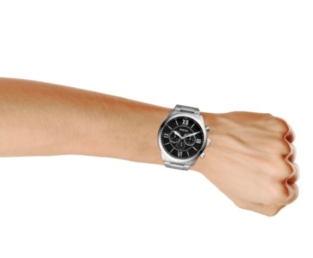 FOSSIL 48mm 男錶 手錶 腕錶 黑色鏡面 銀色鋼錶帶 三眼 男錶 手錶 腕錶 BQ1125 (現貨) 指定Outlet商品5折起☆ ...