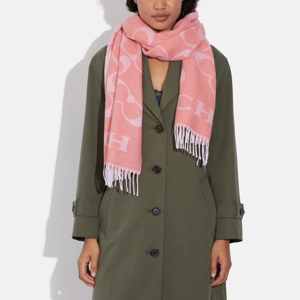 COACH 義大利製流蘇雙面圍巾 純羊毛經典C LOGO滿版圍巾 流蘇披肩 CB684 顏色任選(現貨) 指定Outlet商品5折起☆現貨 ...