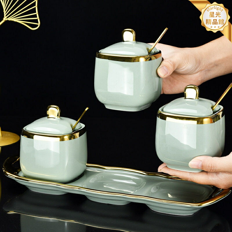 【北歐風陶瓷】調味罐 鹽罐 調料盒 廚房用品 油罐 辣椒罐 陶瓷套裝 防潮密封 組合套裝 家用廚房必備 | 星光精品館 | 樂天市場Rakuten