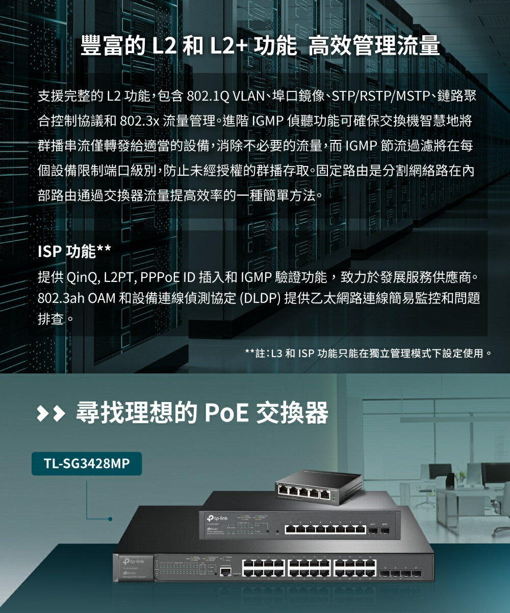 (可詢問訂購)TP-Link TL-SG3428MP 28埠 Gigabit RJ45 SFP光纖端口 L2/L2+ 管理型 PoE ...