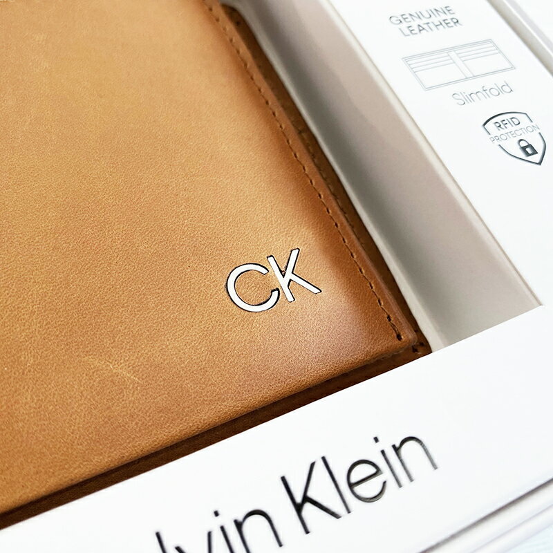美國百分百【全新真品】Calvin Klein 皮夾 logo 真皮 錢包 CK 短夾 證件夾 專櫃精品 駝色 CF87 | 美國百分百直營店 | 樂天市場Rakuten
