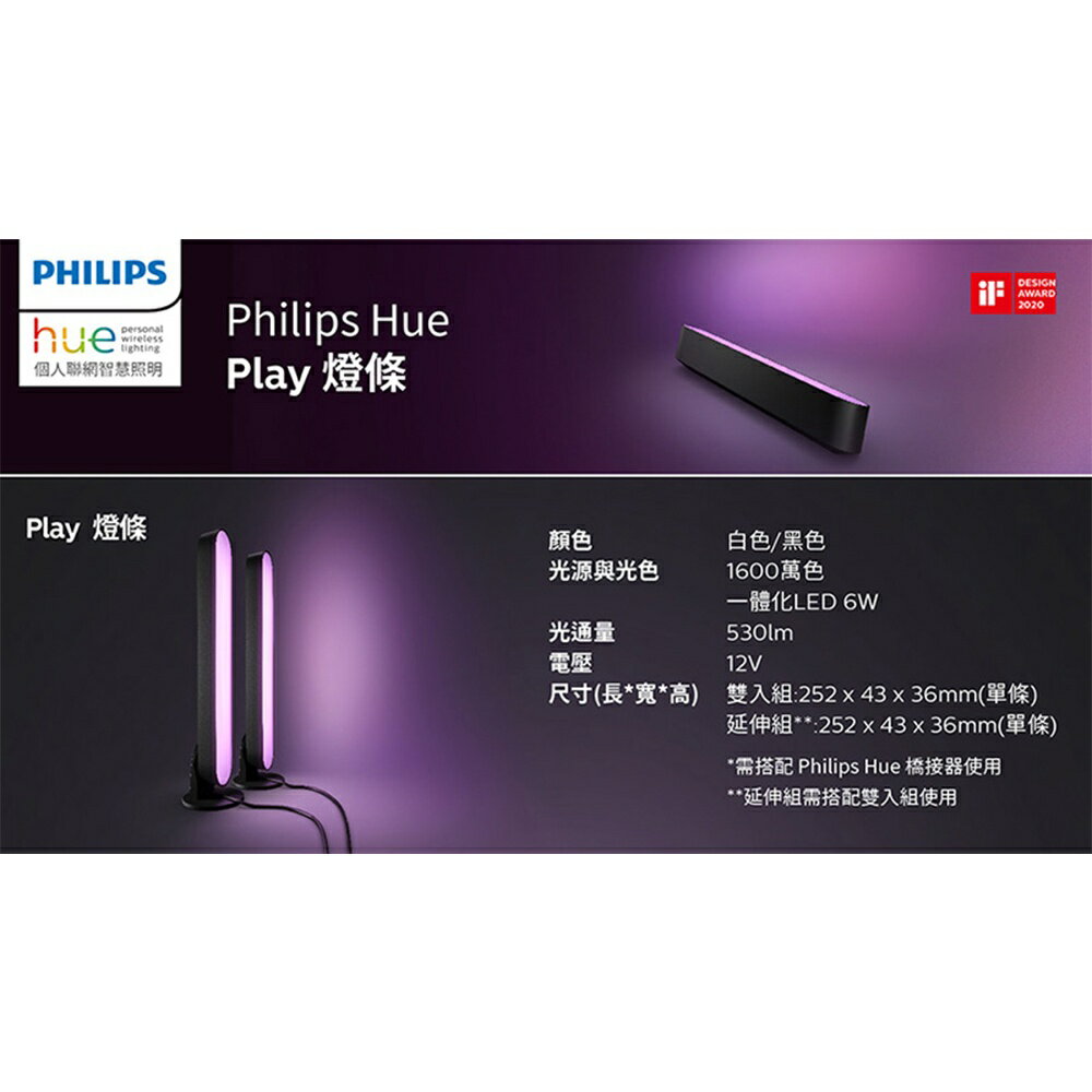 飛利浦 PHILIPS Hue智慧照明系列 PH010 全彩情境 Hue Play燈條雙入組 | INFMARC | 樂天市場Rakuten