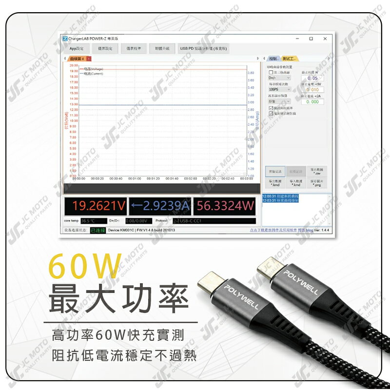 【JC-MOTO】 POLYWELL USB3.1 Type-C 3A 0.5~3米 高速傳輸充電線 5Gbps 60W | JC MOTO桀 ...