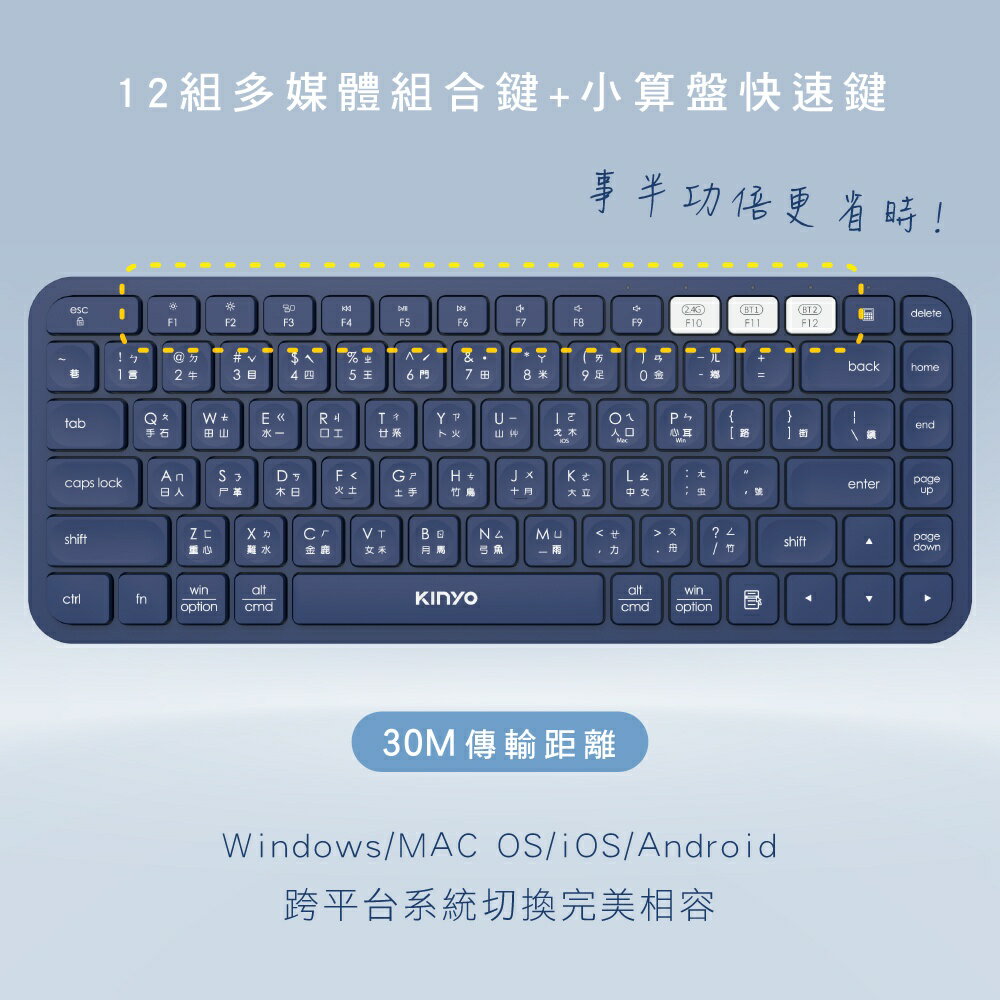 【KINYO】藍牙無線雙模鍵盤 (GKB-360) | KINYO 官方旗艦店 | 樂天市場Rakuten