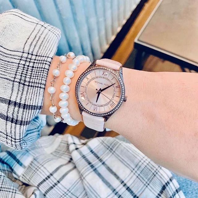 清倉特價 MICHAEL KORS 女錶 手錶 MK2722 粉色壓花真皮 女錶 手錶 腕錶 晶鑽錶 33mm MK(現貨) 指定Outlet ...