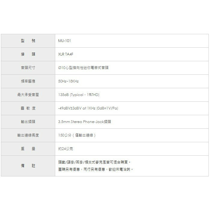 【來電優惠】MU-101 MIPRO 單指向性頭戴式麥克風 無附皮套/音頭無法拗折/接頭二選一 | 悅適影音教學導覽用品 | 樂天市場Rakuten