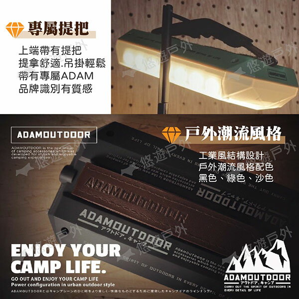 【ADAMOUTDOOR】3D廣角鑽石燈 黑/綠/沙 ADCL-CP160 三段色溫 TYPE-C快充 露營 悠遊戶外 | 悠遊戶外露營生活館直營店 | 樂天市場Rakuten