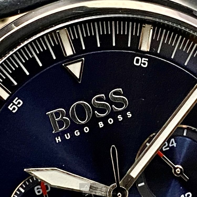 點數9%★BOSS手錶,編號HB1513711,40mm黑圓形精鋼錶殼,寶藍色三眼, 精密刻度錶面,深藍色真皮皮革錶帶款,送禮最愛!【APP下 ...
