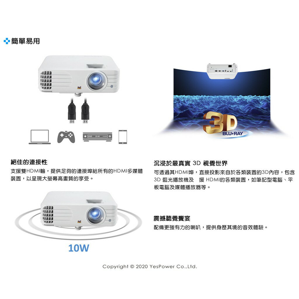 PX701HD ViewSonic 1080p 家用及商用投影機 3500流明/1920x1080/10W喇叭/高對比 | 悅適影音教學導覽 ...
