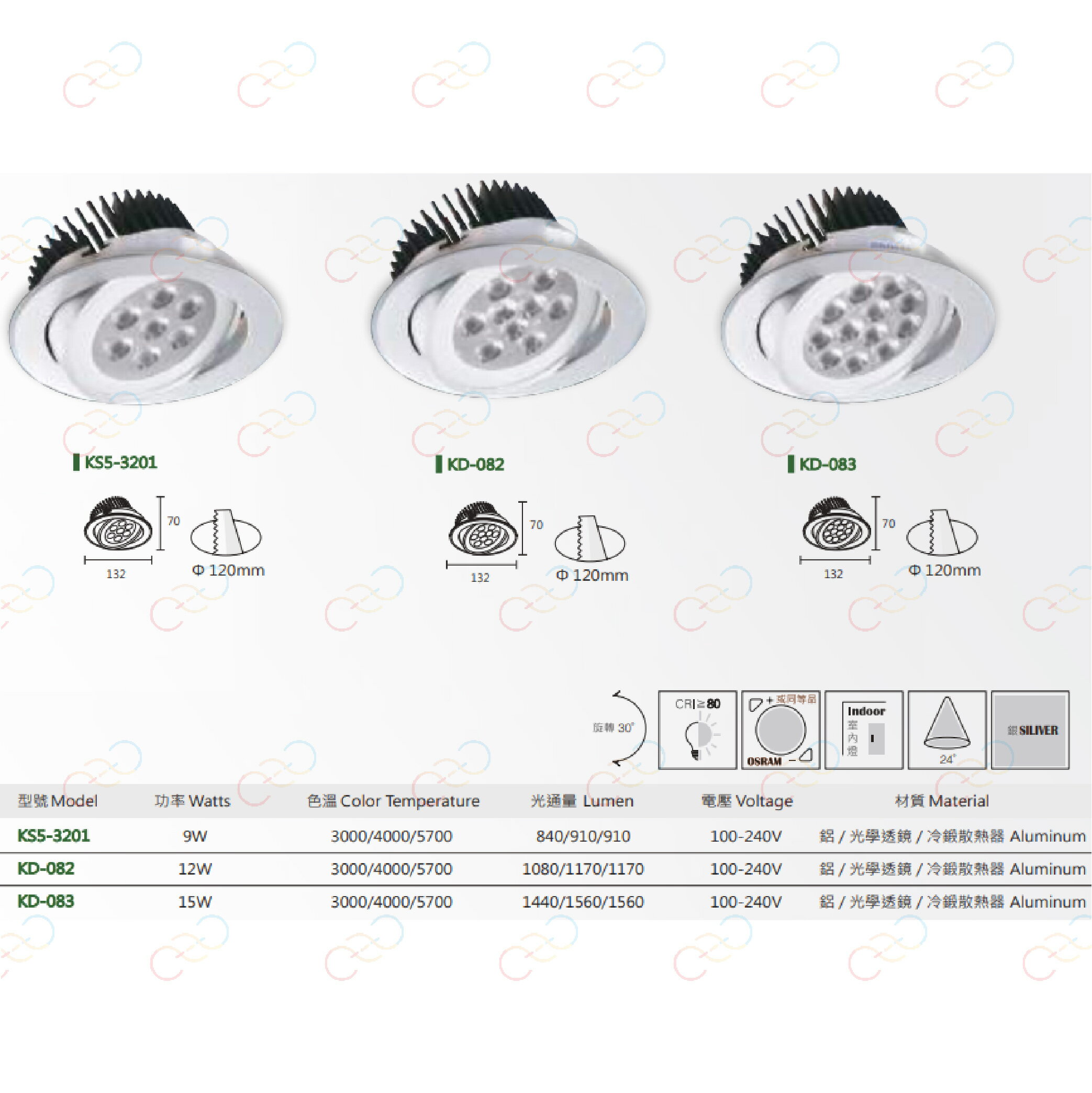 KAOS LED 12CM 可轉角崁燈 燈珠型 9W 12W 15W 投射燈 嵌燈 可調角度 高氏 (A Light) | A Light專業照明 | 樂天市場Rakuten