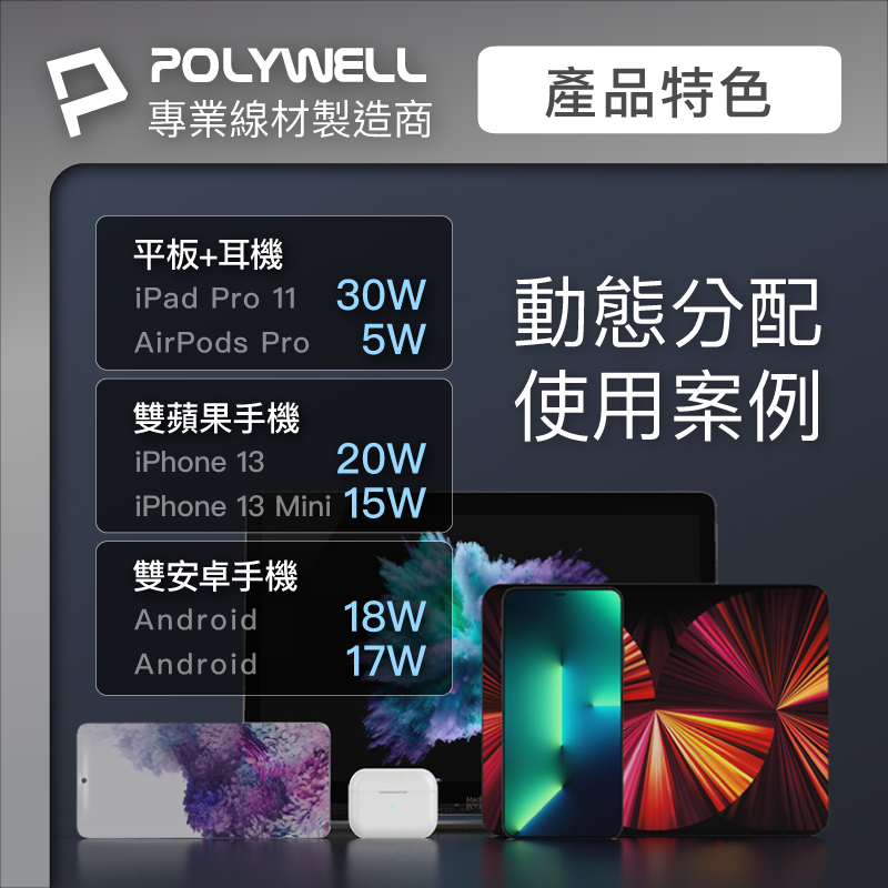 POLYWELL/寶利威爾/PD雙孔USB-C快充頭/35W/Type-C/充電頭/充電器/豆腐頭/bsmi認證/快充 | 伊爾資訊直營店 | 樂天市場Rakuten
