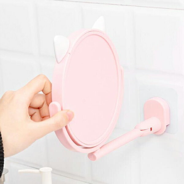 貓耳朵 無痕 可摺疊壁掛鏡子 化妝鏡【BlueCat】【JI2469】 | BLUECAT直營店 | 樂天市場Rakuten