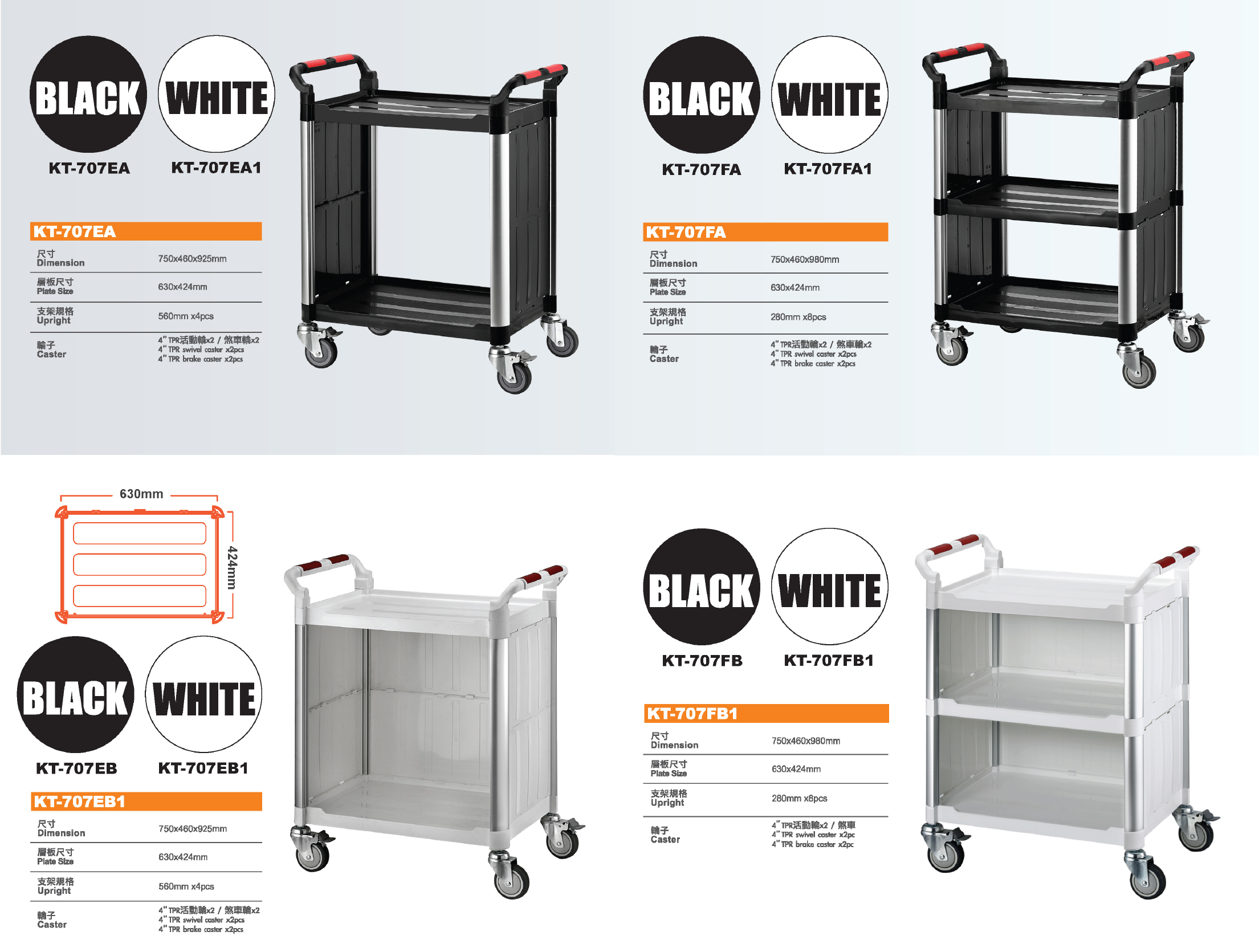 推車 ~ 康德倫 KT-808FA KT-818F 多功能工具車 KTL 多功能手推推車 工具車 餐車 收納車 | OL辦公生活用品直營店 | 樂天市場Rakuten