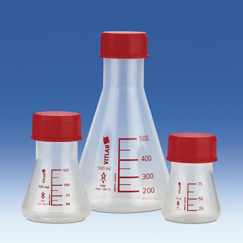 《VITLAB》螺蓋三角瓶 TPX GL45 Flask, Erlenmeyer, TPX, with Screw Thread ...