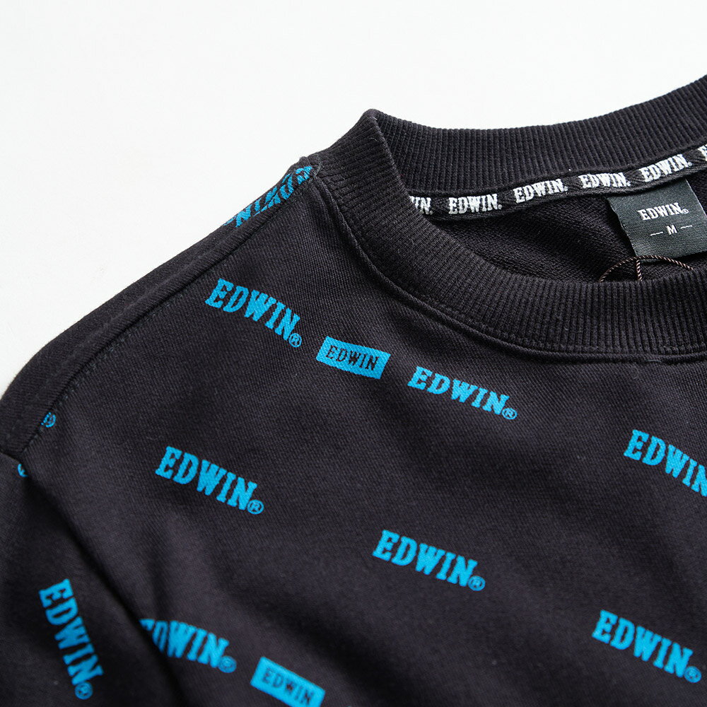 EDWIN EDGE 滿版印花 LOGO厚長袖T恤-男款 黑色 | EDWIN官方旗艦店直營店 | 樂天市場Rakuten