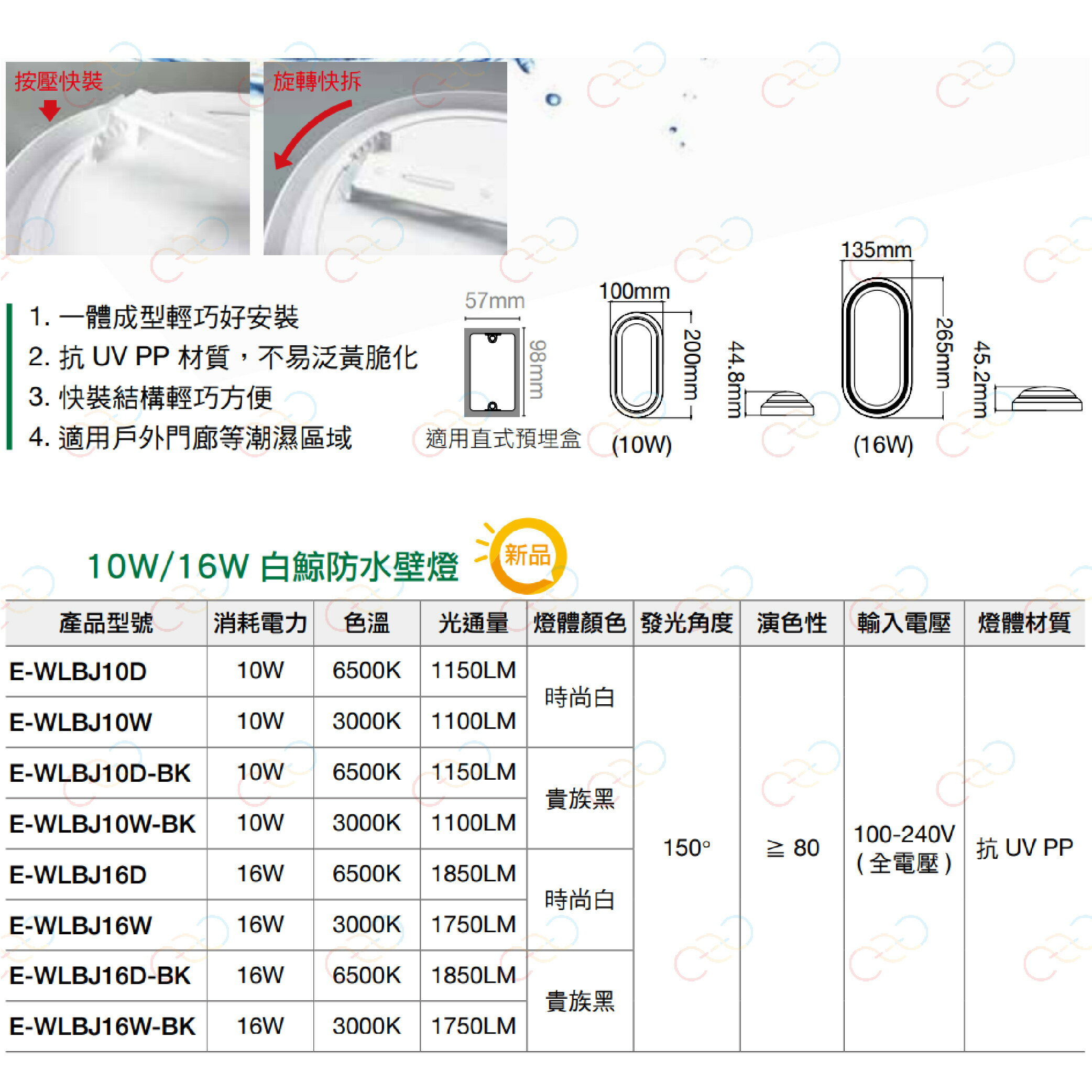 舞光 LED 白鯨防水壁燈 10W 16W IP66 防塵防水 浴室燈 陽台燈 防水燈 壁燈 (A Light) | A Light專業照明 | 樂天市場Rakuten