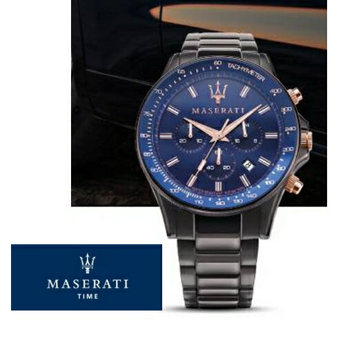 送禮首選★六折 MASERATI 瑪莎拉蒂 SFIDA三眼精鍍槍黑色腕錶44mm(R8873640001) 附提袋【全館滿額折價★APP下單 ...