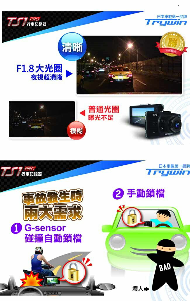 Trywin TS1 PRO 130度超廣角行車記錄器 | 賣電腦直營店 | 樂天市場Rakuten