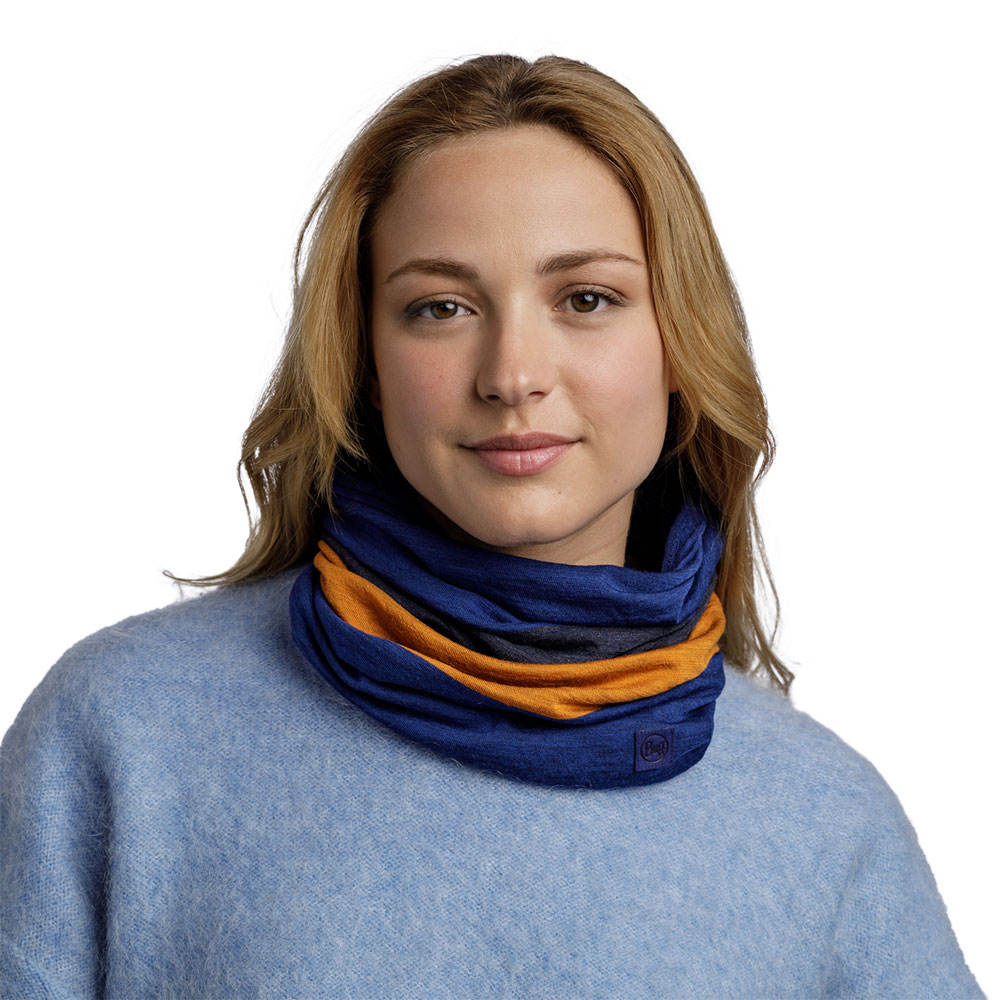 西班牙 《BUFF》Merino Move Multifunctional Neckwear 舒適繽紛 205 gsm 美麗諾羊毛頭巾 鋼藍橘 ...