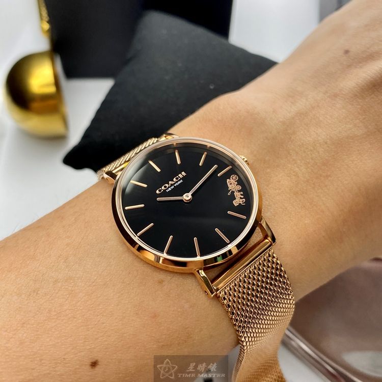 點數9%★COACH手錶,編號CH00026,32mm玫瑰金圓形精鋼錶殼,黑色簡約錶面,玫瑰金色米蘭錶帶款,原廠限量款，不怕被仿冒!【APP下 ...