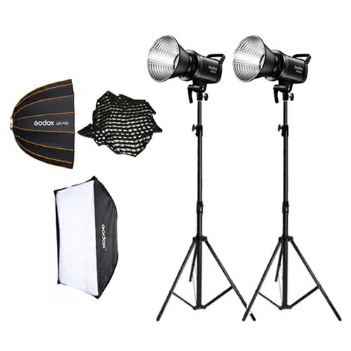 GODOX 神牛 SL60 II D 白光 LED燈x2+280cm燈架x2+QR-P70柔光罩含網格+SB-US-6090摺傘柔光罩 雙燈組 ...