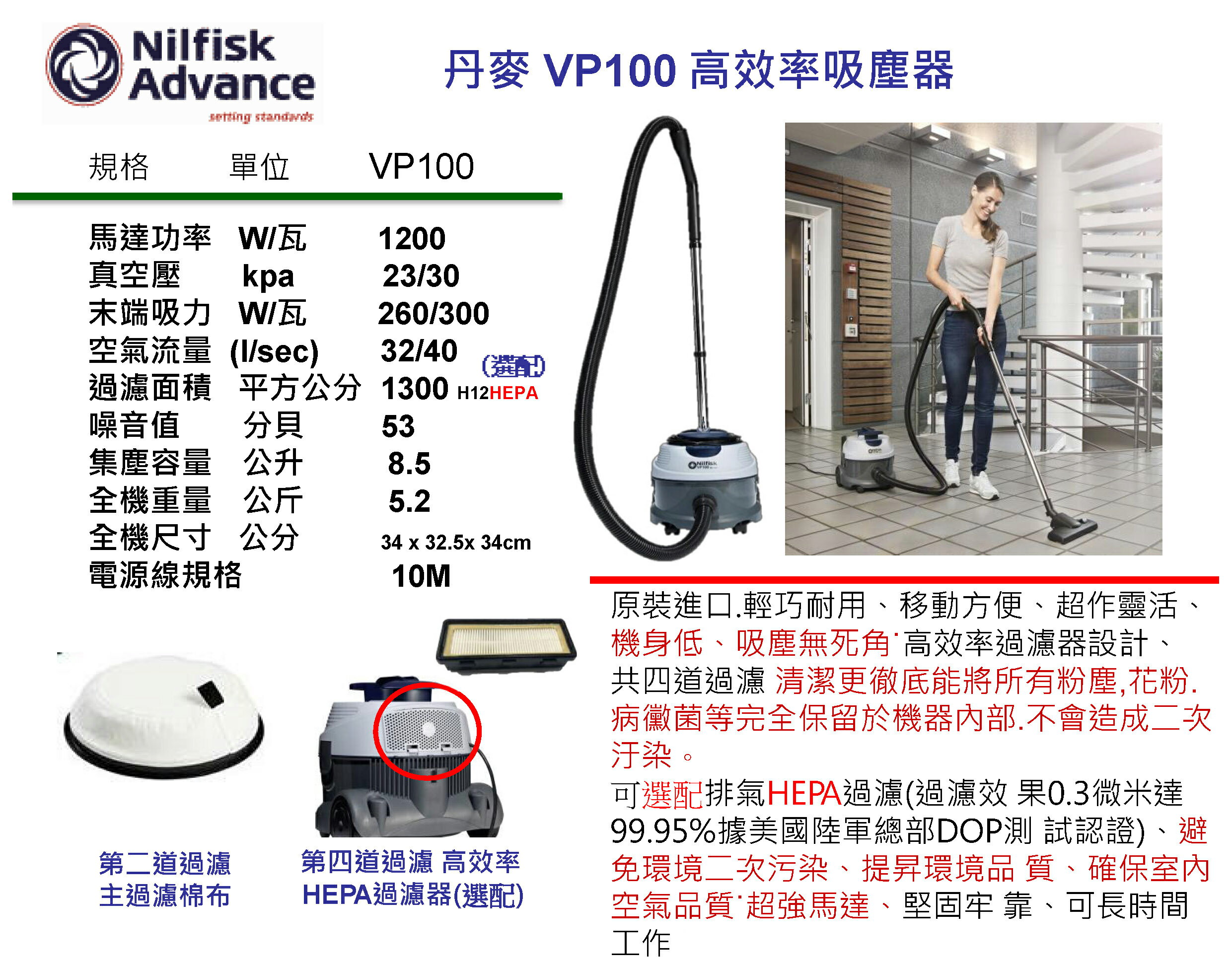 【丹麥NILFISK】 工業用吸塵器(HEPA) VP100 GM80 GD910 吸塵器 商用吸塵器 家庭用吸塵器 圓筒吸塵器 工業用吸塵器 ...