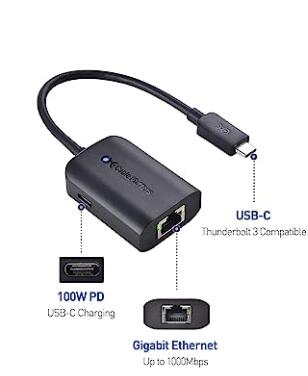 [3美國直購] Cable Matters 201353 USB C 轉 Type-C 100W PD + 網路線轉接頭 適 Chromecast with Google TV ...