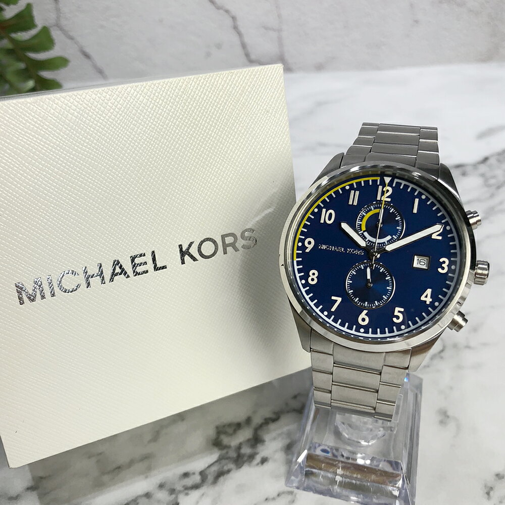 美國百分百【Michael Kors】手錶 MK8574 男錶 MK 不鏽鋼 雙眼 禮盒專櫃配件 藍面 銀色 J036 | 美國百分百直營店 ...