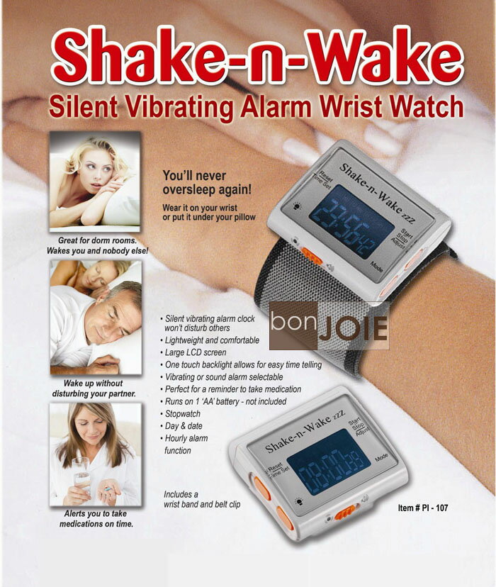 ::bonJOIE:: 美國進口 Shake 'n' Wake Alarm Clock 隨身腕表型個人震動鬧鐘 (可附中文說明書) 鬧鈴 提醒 ...