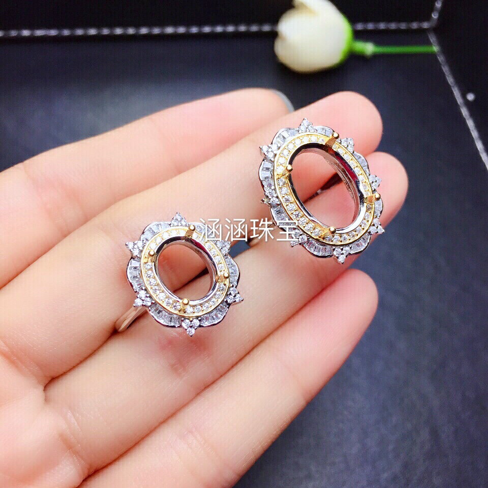 s925銀戒指空托豪華橢圓形5*76*87*98*109*11 10*1210*14mm雙色款 | 協貿國際日用品生活14館 | 樂天市場Rakuten