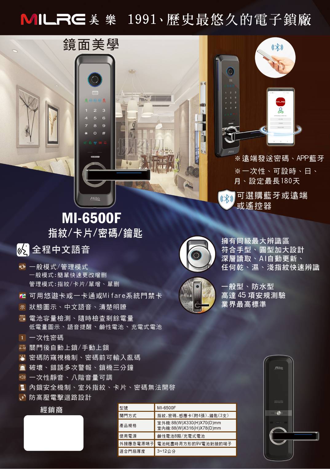 昌運監視器 Milre 美樂 MI-6500F 四合一卡片/密碼/鑰匙/指紋智能電子門鎖 輔助鎖(請來電洽詢) | 昌運監視器官方旗艦店直營店 | 樂天市場Rakuten