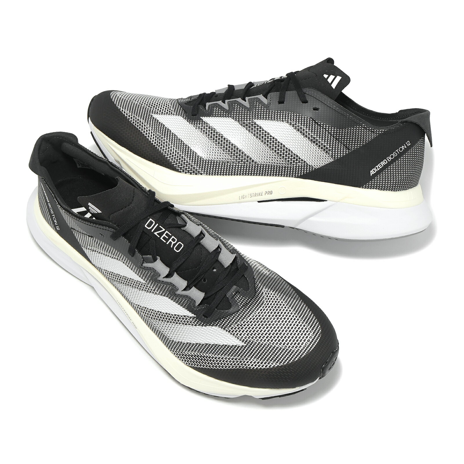 adidas 慢跑鞋 Adizero Boston 12 M 男鞋 黑 白 緩衝 碳纖維 長距離 運動鞋 愛迪達 ID4234 | ACS跨 ...