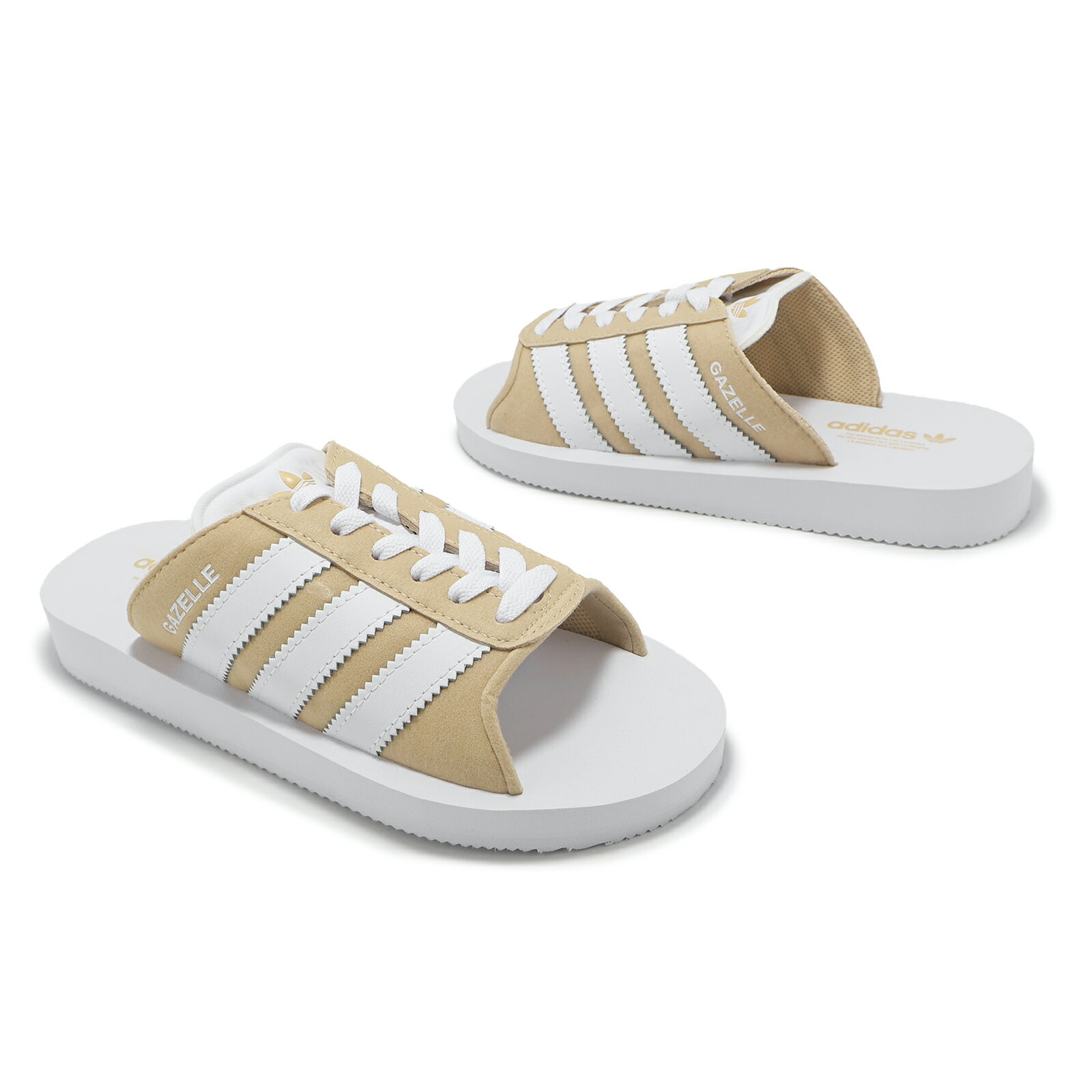 adidas 拖鞋 Gazelle Beach W 女鞋 杏色 白 休閒鞋 三葉草 愛迪達 JQ7422 | ACS跨運動 | 樂天市場Rakuten