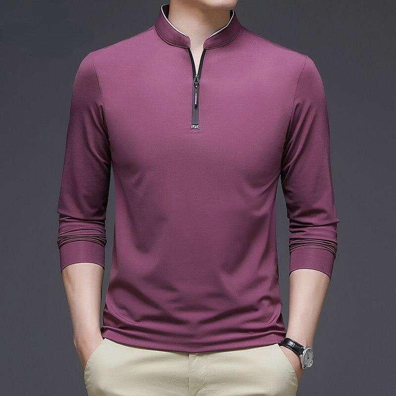 免運 M4XL】超高CP值 立領Polo衫男士中年爸爸裝秋季男裝半拉鏈長袖T恤寬鬆休閑中青年父親體恤上衣打底衫 | 招財貓商鋪 | 樂天市場Rakuten