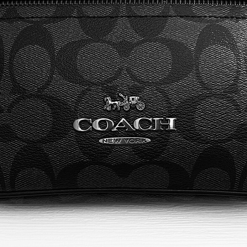 美國百分百【全新真品】COACH 皮包 CJ506 腰包 隨身包 子母包 專櫃精品 logo 印花滿版 黑色 CK22 | 美國百分百直營店 ...