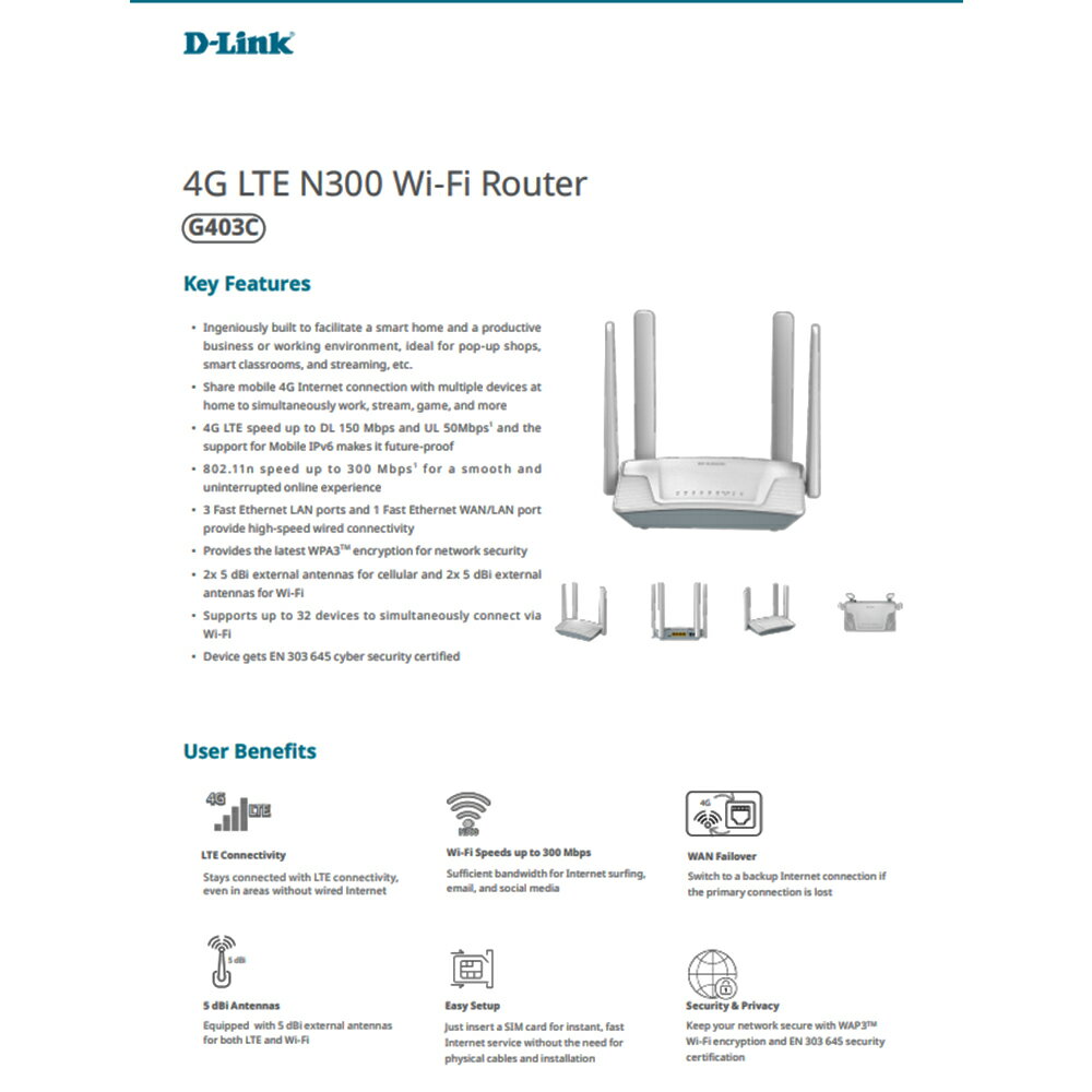 D-LINK 友訊 G403C 4G LTE Cat.4 N300 無線路由器 昌運監視器 | 昌運監視器官方旗艦店直營店 | 樂天市場Rakuten