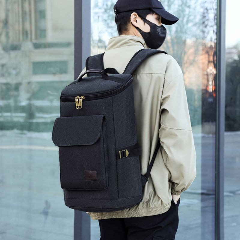 工廠現貨 大容量豎款雙肩包男士戶外旅游包耐用加厚帆布登山包復古水桶背包487-LPS 保售後 台灣公司 | 友家生活館 | 樂天市場Rakuten