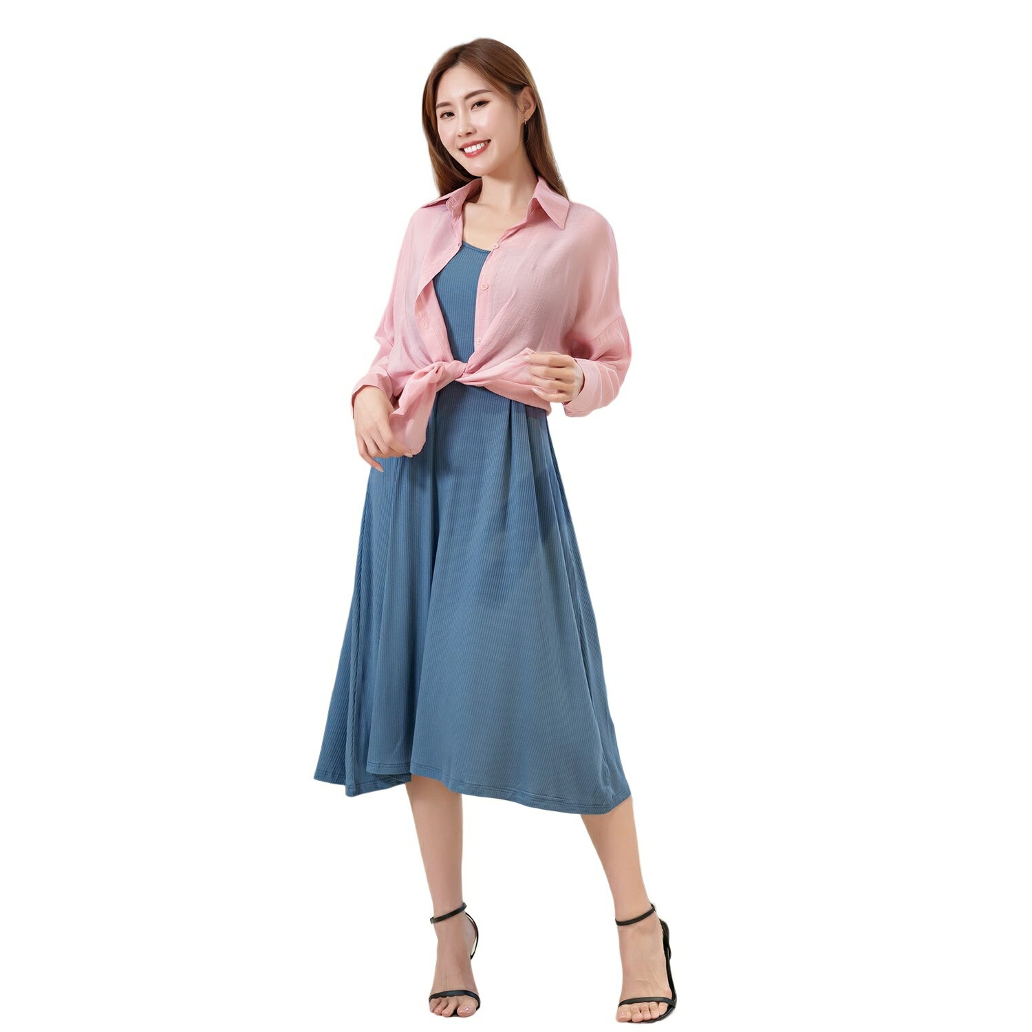 背心裙--百搭推薦典雅U字領冰絲羅紋棉無袖洋裝/長洋裝(黑.藍XL-4L)-D636眼圈熊中大尺碼 | 眼圈熊中大尺碼直營店 | 樂天市場Rakuten