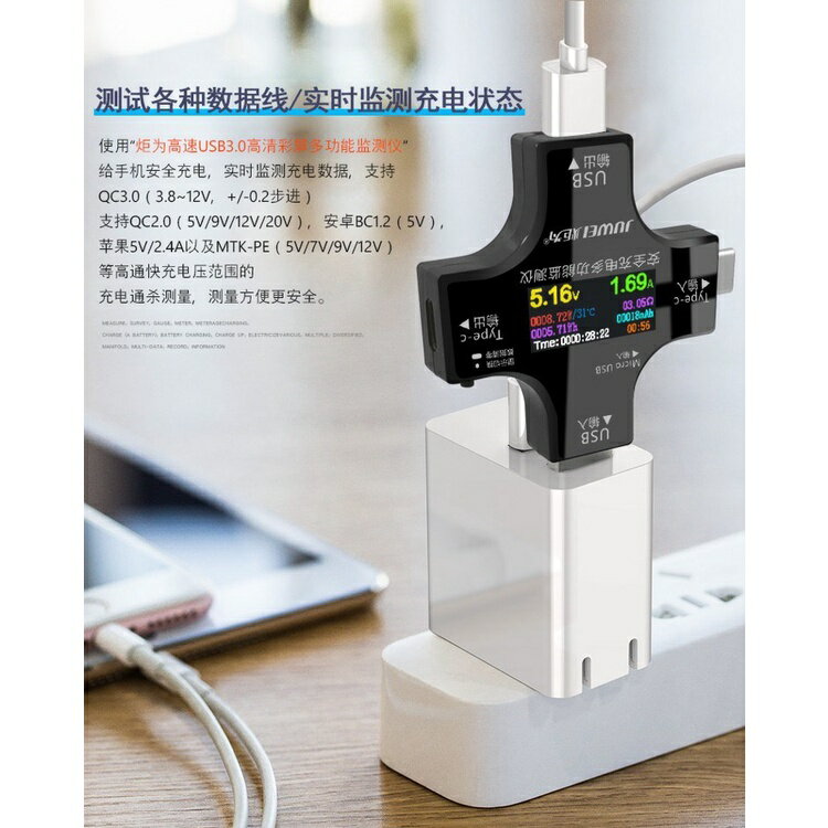 炬為Type-C usb PD 快充十字型 電流表 測試儀 充電器檢測儀 直流電壓表 uc96 uc96b j7-c | 阿晢3C | 樂天 ...