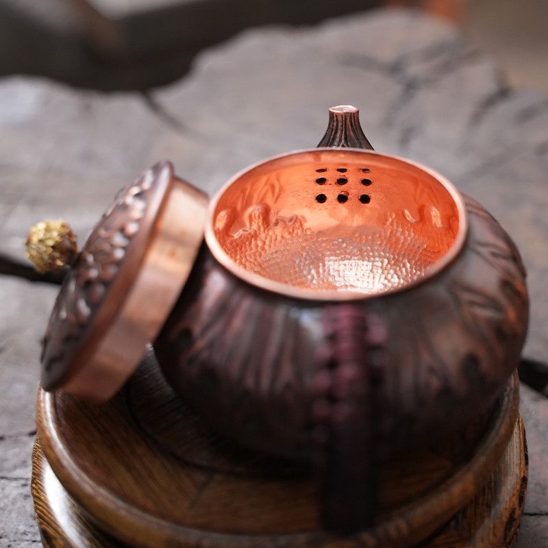 公司貨 免運 紫銅茶壺復古加厚家用泡茶煮茶側把過濾口小號迷你手工荷葉泡茶壺 快速發貨 知木屋 樂天市場rakuten