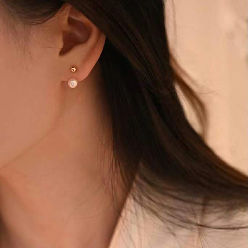 DIY珍珠耳釘配件 S925純銀飾品 金色銀色耳環女空托 配6-8mm圓珠 | 協貿國際日用品生活14館 | 樂天市場Rakuten