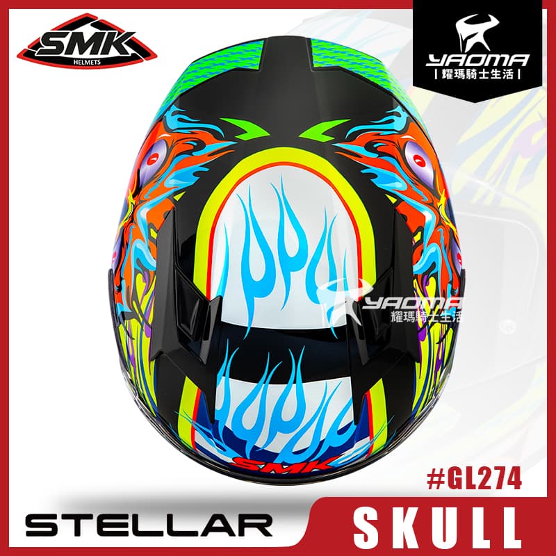 SMK STELLAR SKULL #GL274 不朽戰魂 黑橘黃 亮面 全罩 雙D扣 安全帽 耀瑪騎士安全帽部品 | 耀瑪騎士生活館直營店 ...