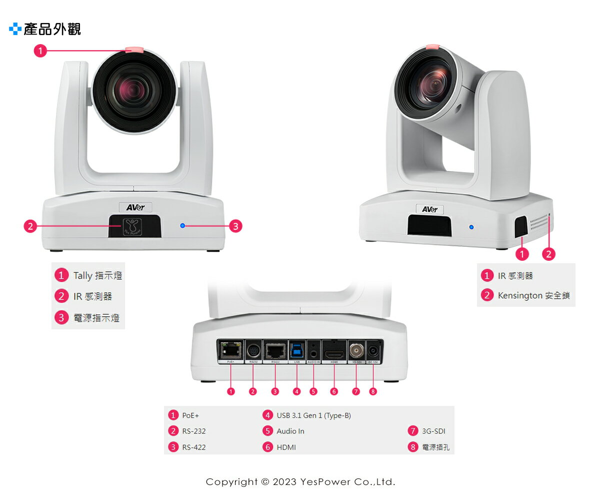 ＊來電優惠＊AVer PTZ330UV2 PTZ 視訊攝影機 Exmor™ CMOS 感光元件/30 倍光學變焦/4K Ultra HD ...