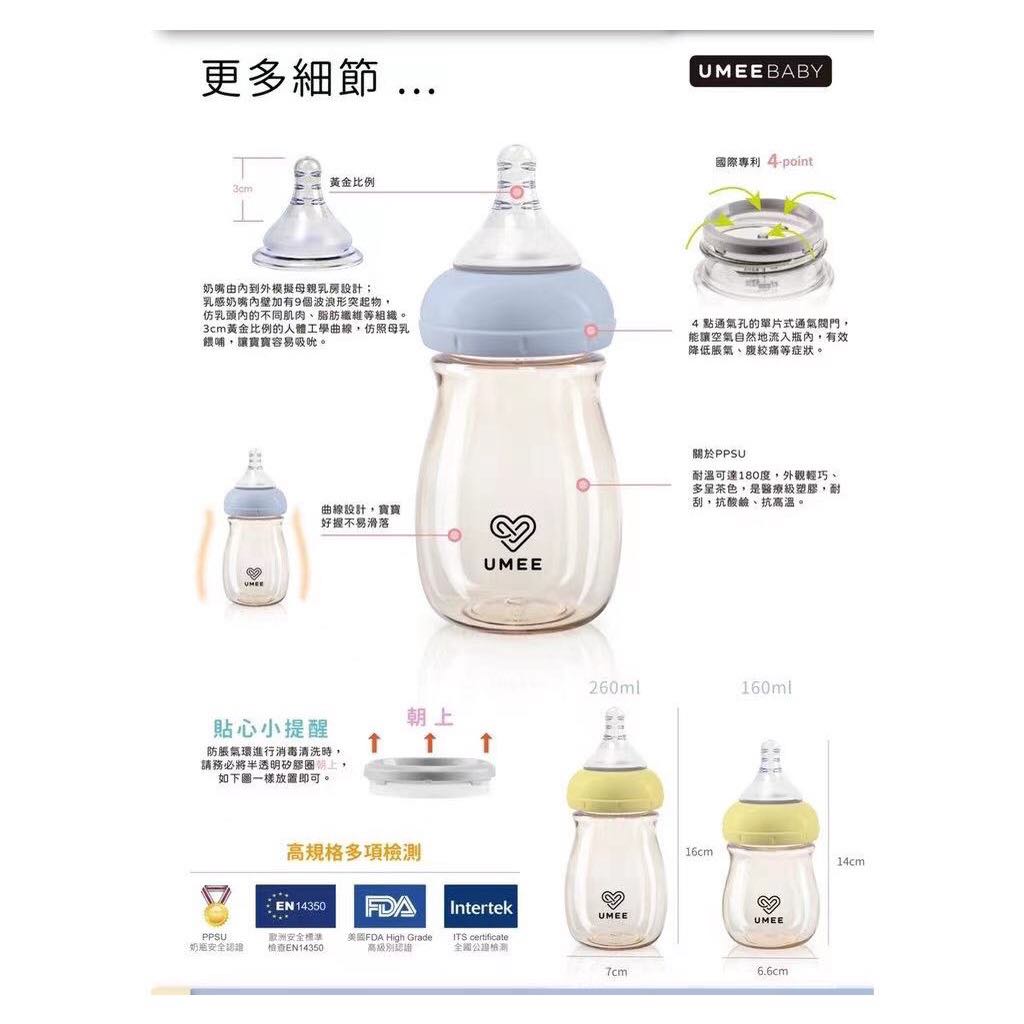 ⭐澄星藥局⭐荷蘭 Umee 寬口防脹氣 玻璃奶瓶 / PPSU奶瓶 / 儲存蓋 / 150ml 160ml 260ml | 澄星藥局 | 樂天市場Rakuten
