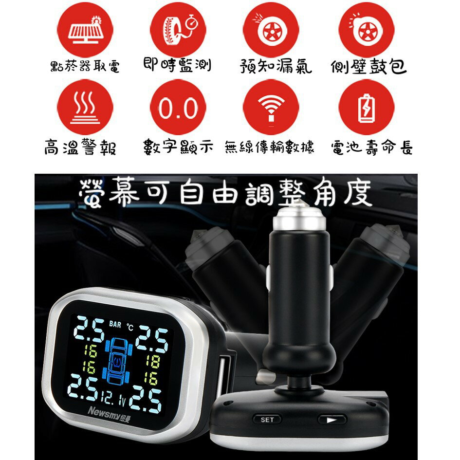 SQUND_點菸孔胎壓偵測器 TPMS (安全槌)(可調角度) (帶USB孔)(電壓檢測)(胎溫胎壓同顯)_TP720 | 胎王胎壓偵測器直營店 | 樂天市場Rakuten